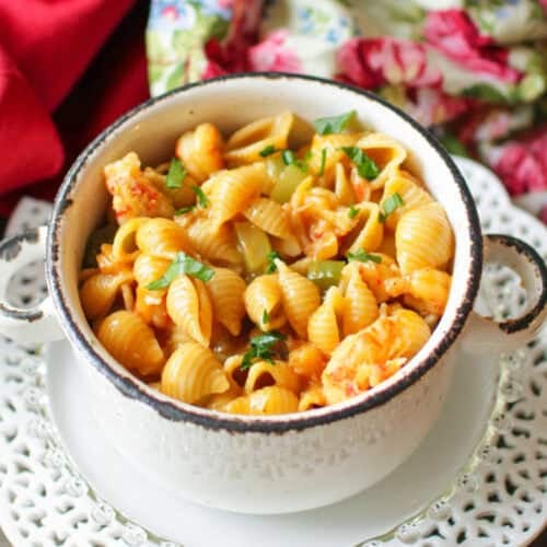 Crawfish Pasta For One - One Dish Kitchen