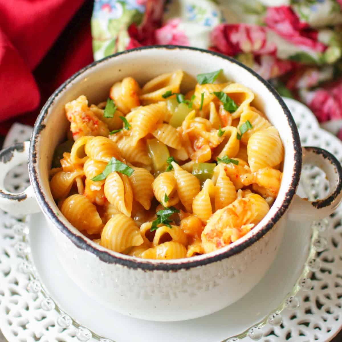 Crawfish Pasta For One - One Dish Kitchen