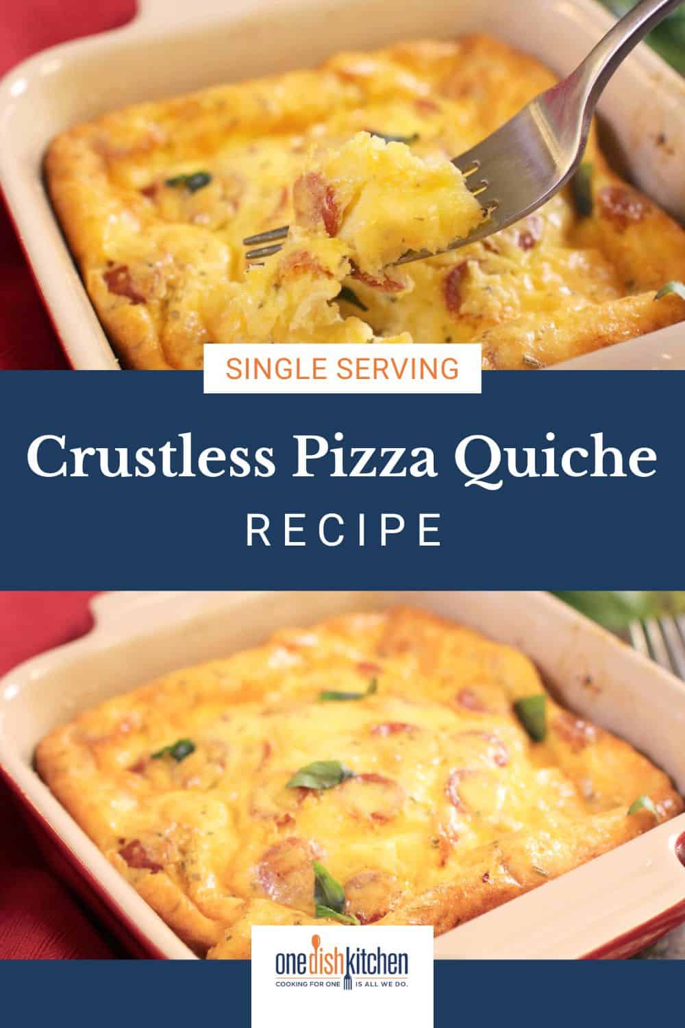 Crustless Pizza Quiche For One - One Dish Kitchen