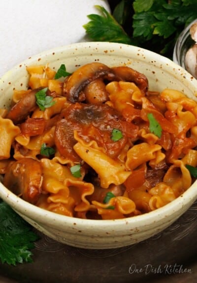 Mushroom Pasta For One - One Dish Kitchen