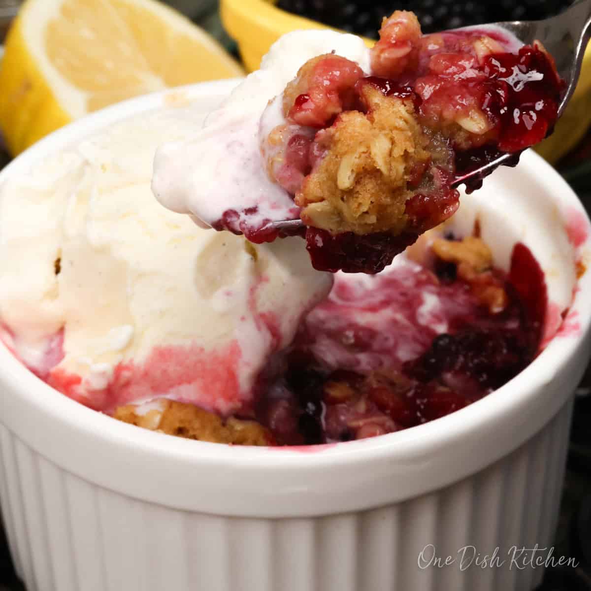 Blackberry Crisp For One - One Dish Kitchen