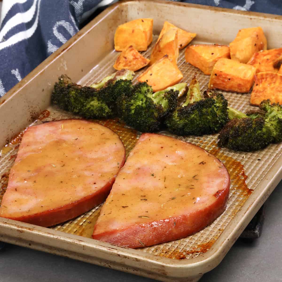 Baked Ham Steak Sheet Pan Meal - One Dish Kitchen